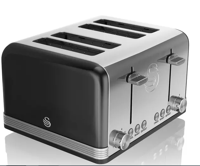 Swan Retro 4 Slice Black Toaster SRT4B/R/G