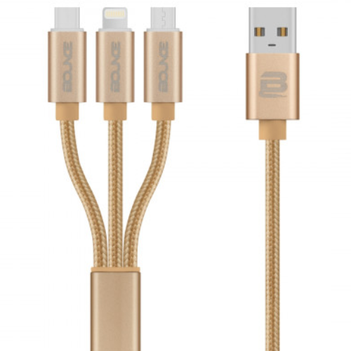 Bounce Cord Series 3 in 1 Charge cable - Gold BO-20011-GD – GIFTGUIDE