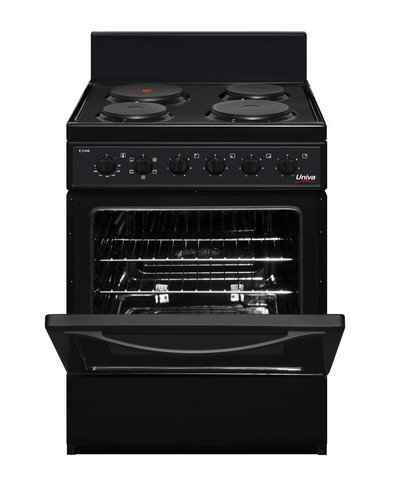 Univa U106B 4 Plate Front Control Stove (600mm)(Black) U106B
