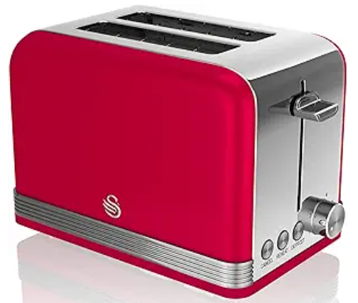 Swan 2 Slice Black Stainless Steel Retro Toaster SRT2B/G/R