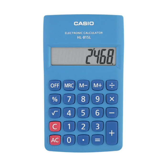 Casio 8 Digit Pocket Type Calculator (Blue) HL-815L-BU-W-DP