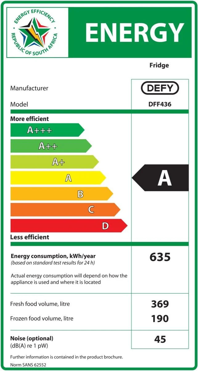 Defy 559 l F740 Side-by-Side Fridge/Freezer