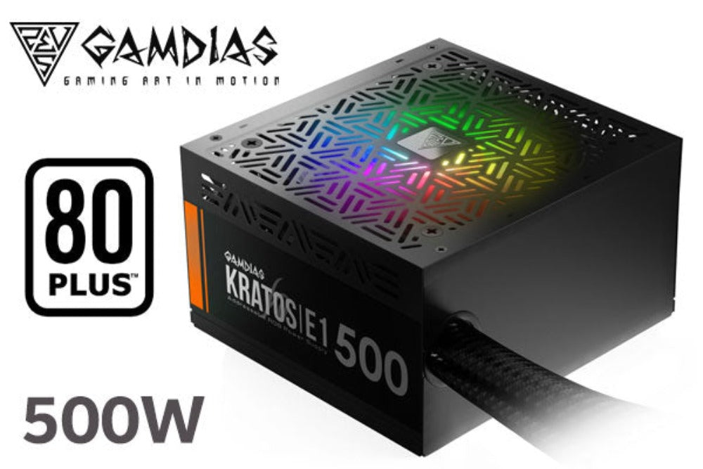 Gamdias KRATOS E1-500W RGB 500W Power Supply / 80 PLUS Efficiency at 2